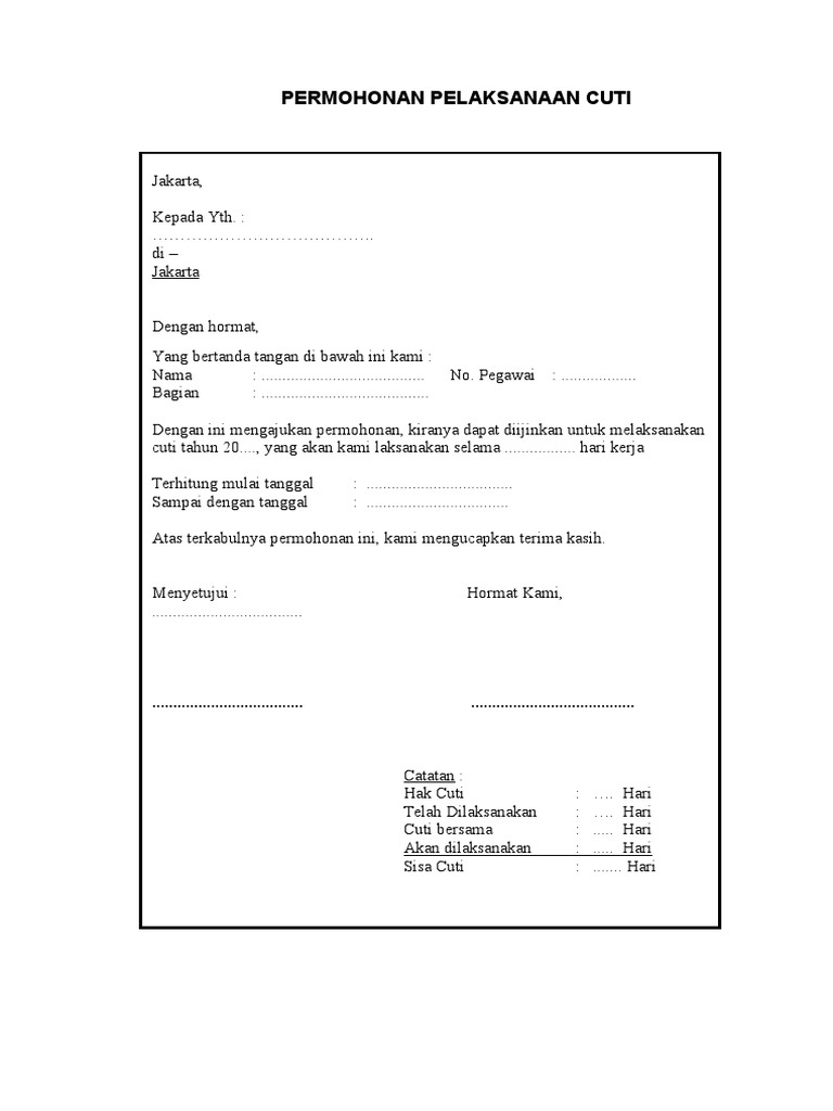 Form Cuti (Annual Leave Form) | PDF