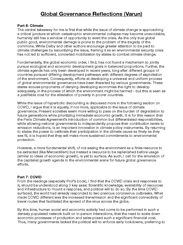 Global Governance Insights on Climate, COVID, and AI | PDF | Artificial ...