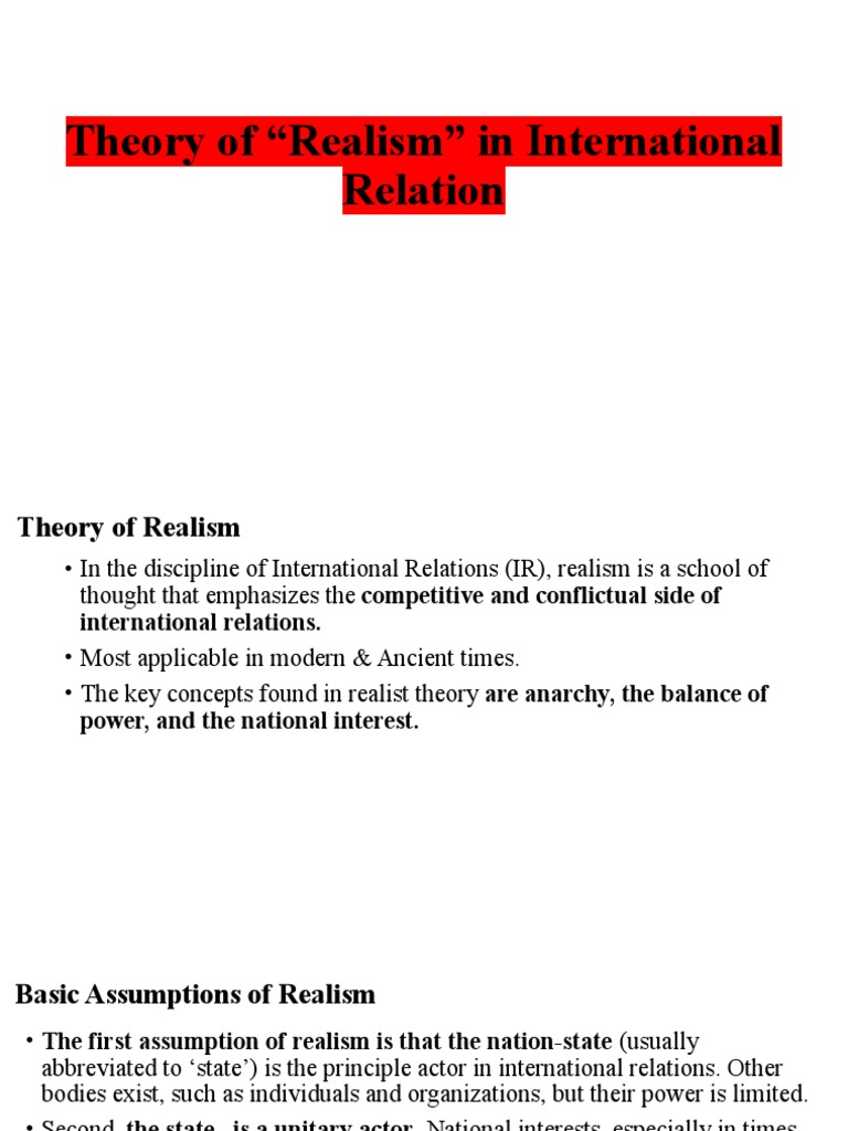 Understanding Realism in International Relations | PDF | International ...