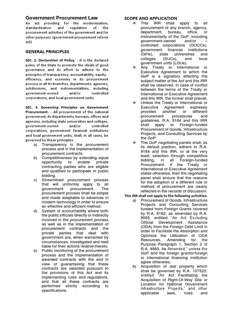 Government Procurement Law | PDF | Procurement | Loans