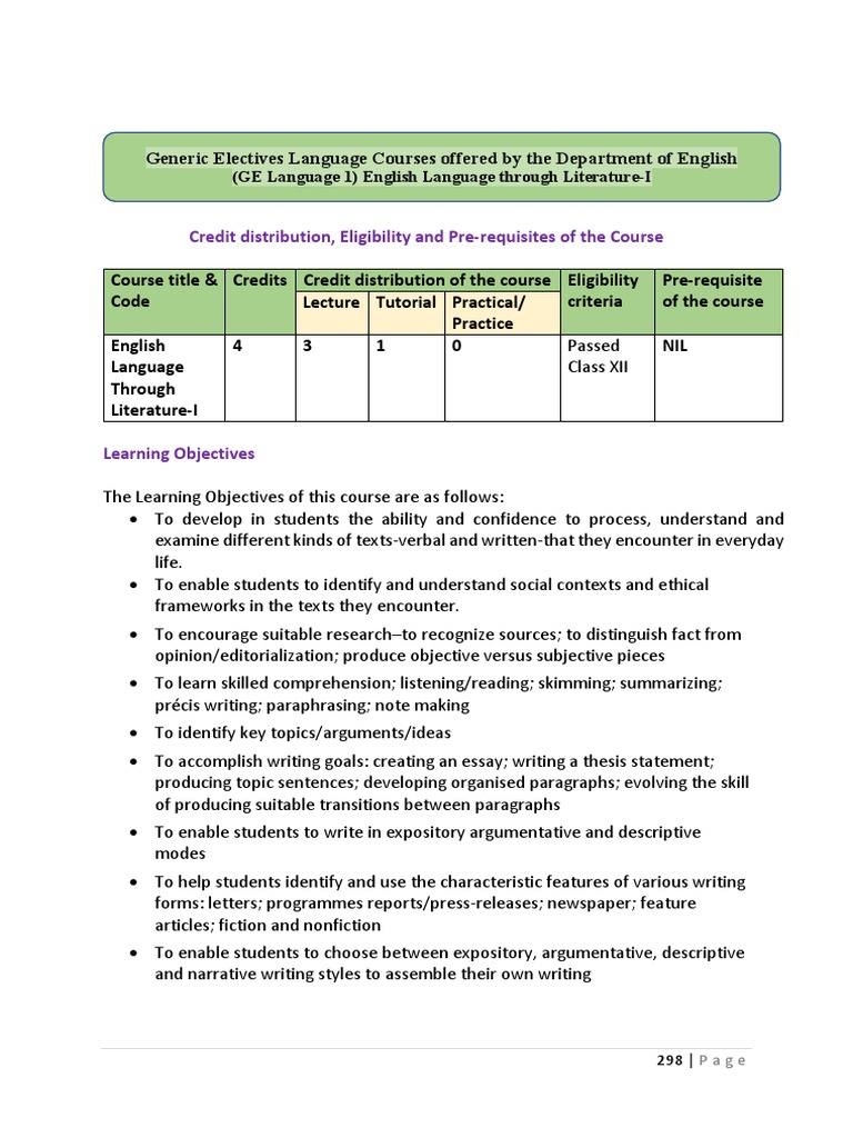 English Language Through Literature - 1 | PDF | Essays | Reading ...