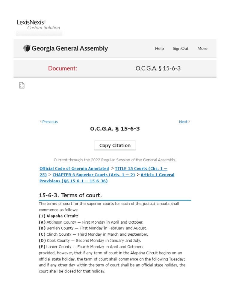 Georgia General Assembly GA Code 15-6-3 (2021) Donald Trump DA Willis ...