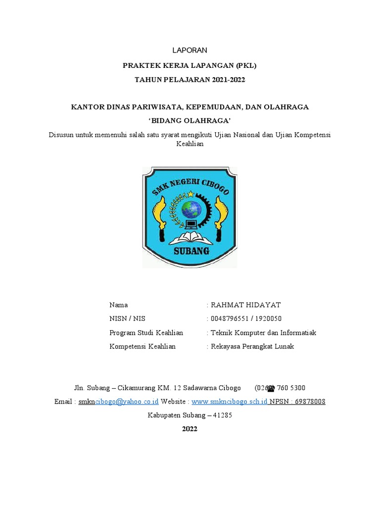 Laporan Pkl Sample Pdf