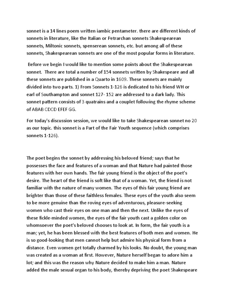Sonnet Is A 14 Lines Poem Written Iambic Pentameter | PDF | Sonnets ...