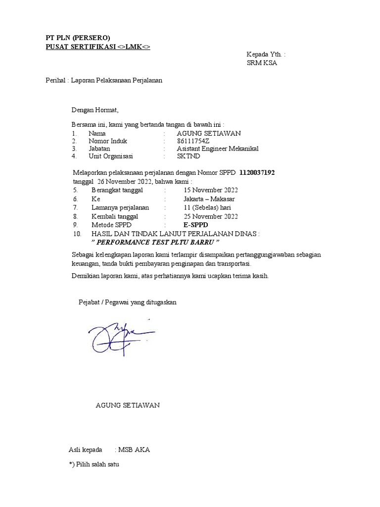 Form Sppd Pltu Barru 15 Nov- 25 Nov | PDF