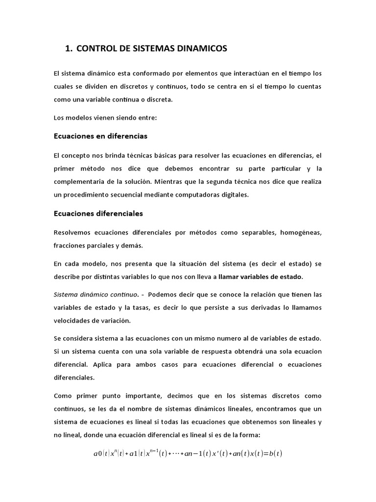 Control de Sistemas Dinamicos | PDF | Ecuaciones | Ecuaciones diferenciales