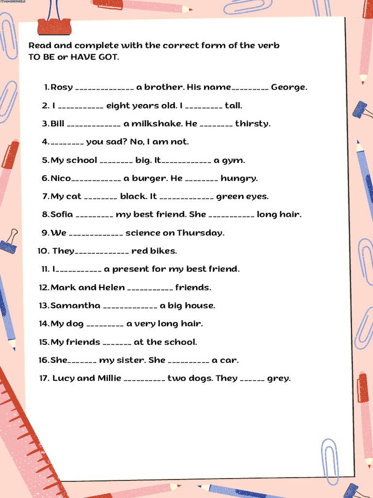 Practice Verb Forms with Sentences Using 'To Be' and 'Have Got' | PDF