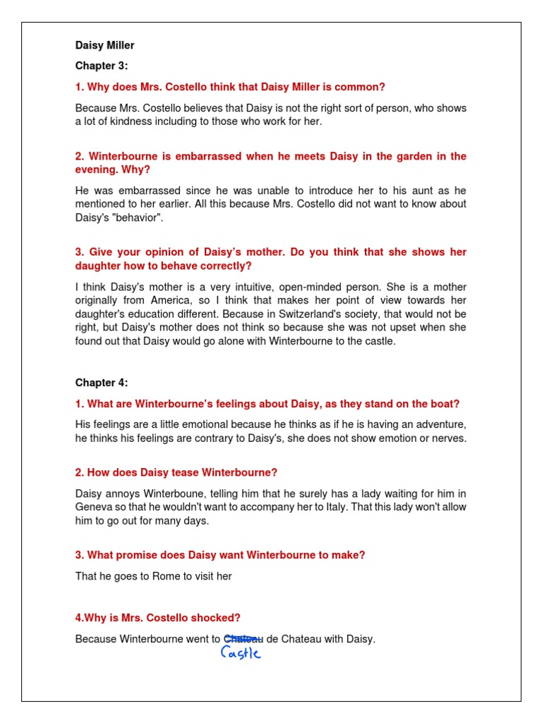 Mrs. Costello's View on Daisy Miller | PDF