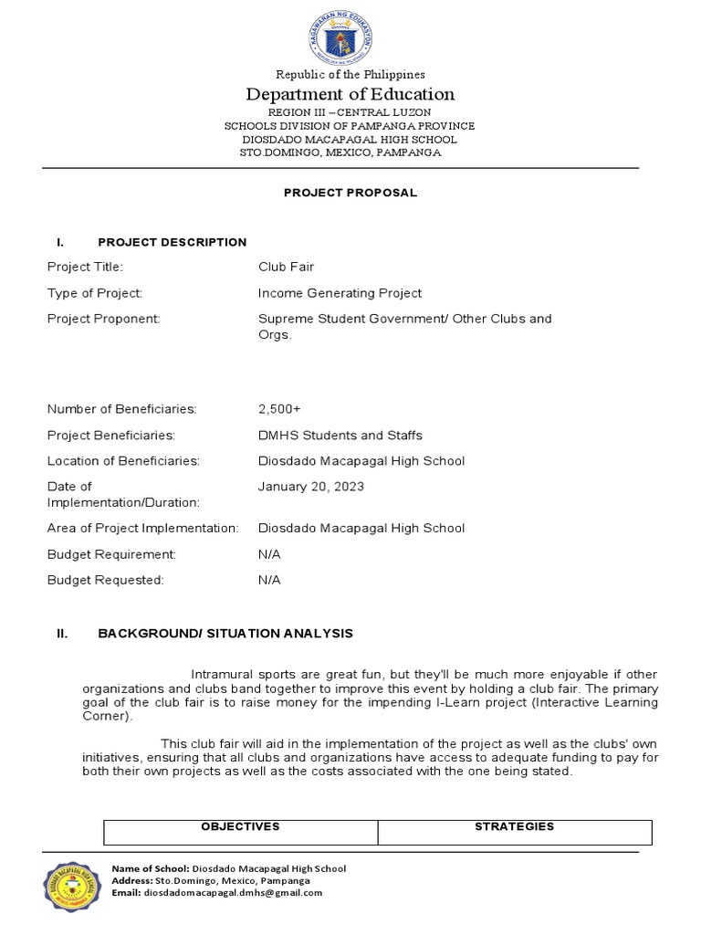 PROJECT PROPOSAL Club Fair | PDF