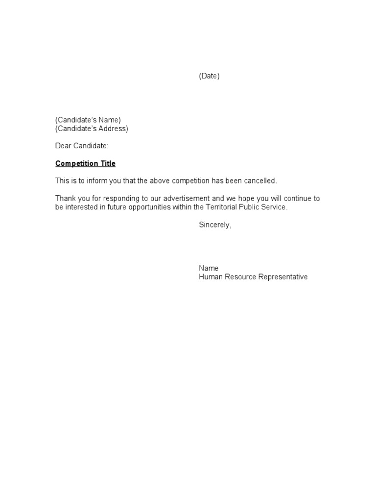 Competition Cancelled | PDF