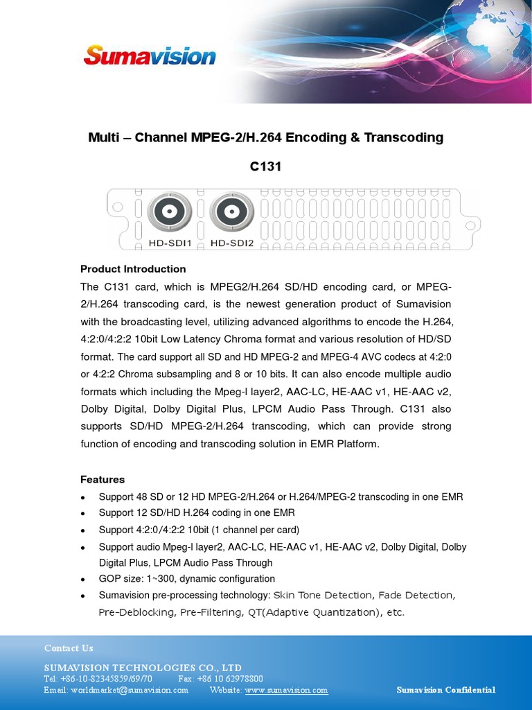 C131 Multi-Channel MPEG-2H.264 Encoding & Transcoding Card | Download Free PDF | Information And ...