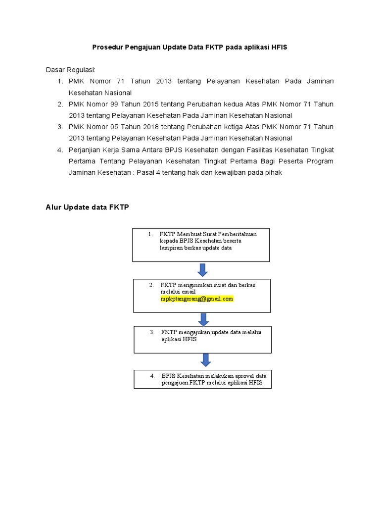 Prosedur Pengajuan Update Data HFIS Update | PDF