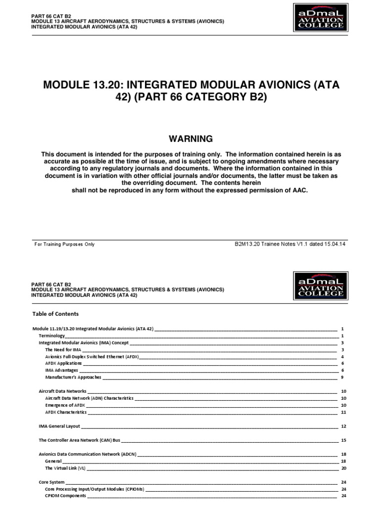 Module 13.20 Integrated Modular Avionics (Ata 42) | PDF | Computer ...