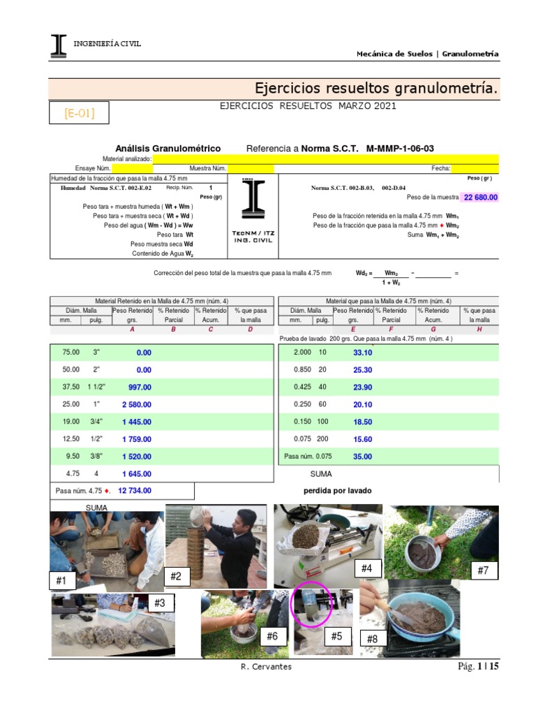 Ejercicios Resueltos GRANULOMETRÍA MS 2021-A | PDF | Materiales | Mecánica