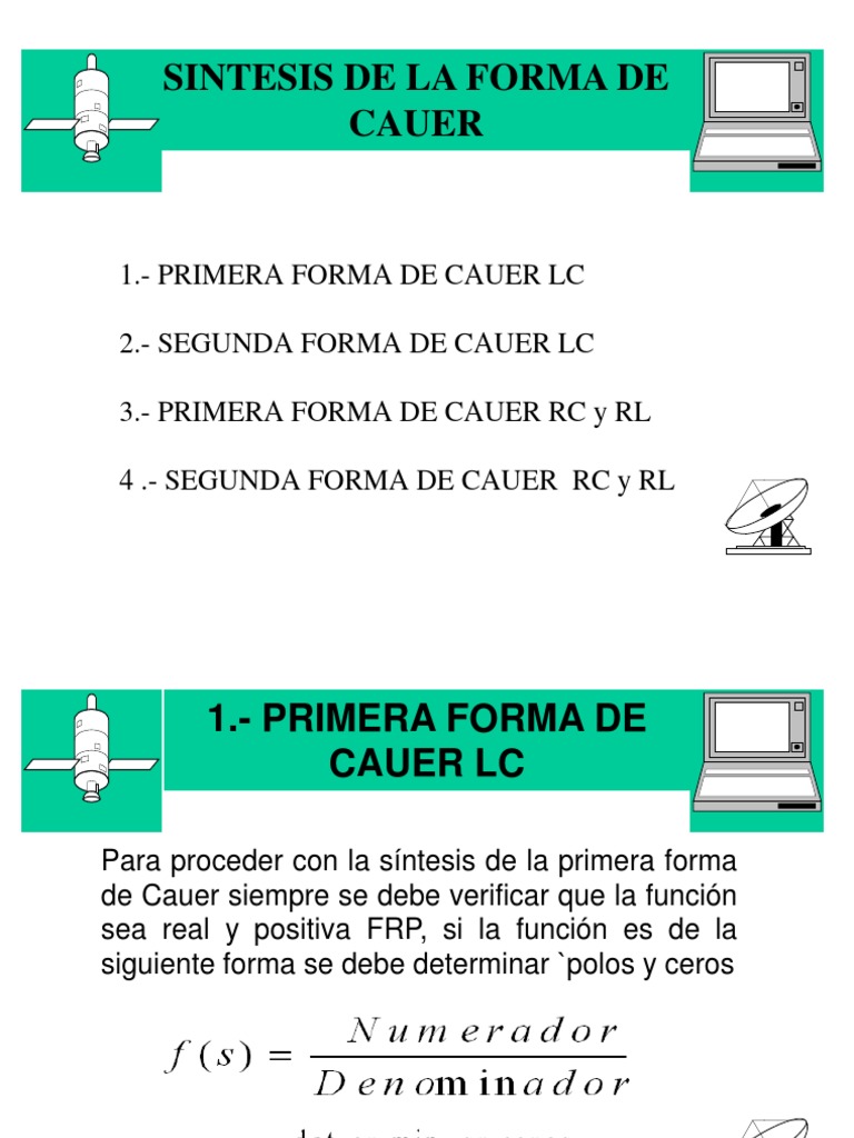 Síntesis de Formas de Cauer LC y RC/RL | PDF | Función (Matemáticas ...