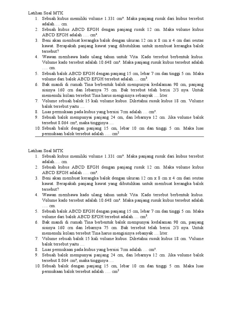 Latihan Soal MTK | PDF
