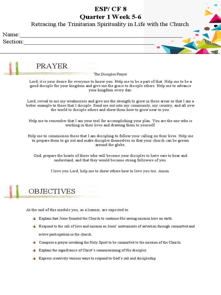 ESP 8 Quarter 1 Week 5-6 | PDF | Saint Peter | Jesus