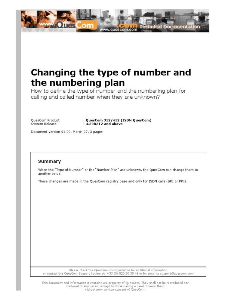 Changing The Type of Number and The Numbering Plan | Download Free PDF ...