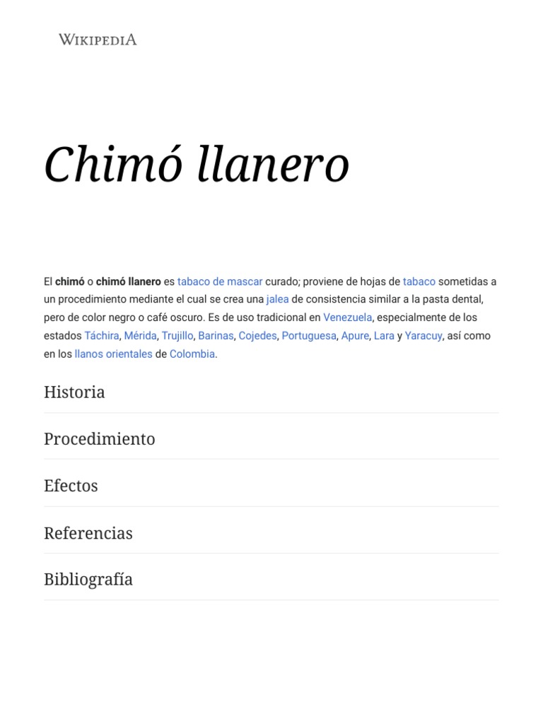 Chimó Llanero - Wikipedia, La Enciclopedia Libre | PDF