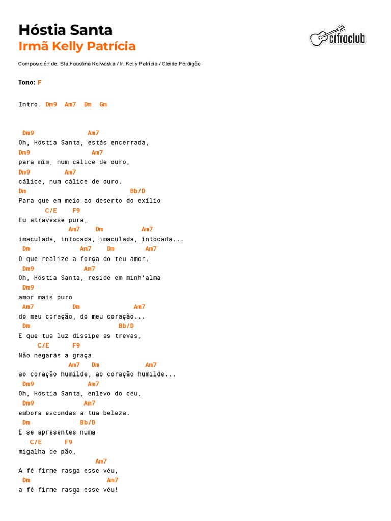 Cifra Club - Irmã Kelly Patrícia - Hóstia Santa | PDF