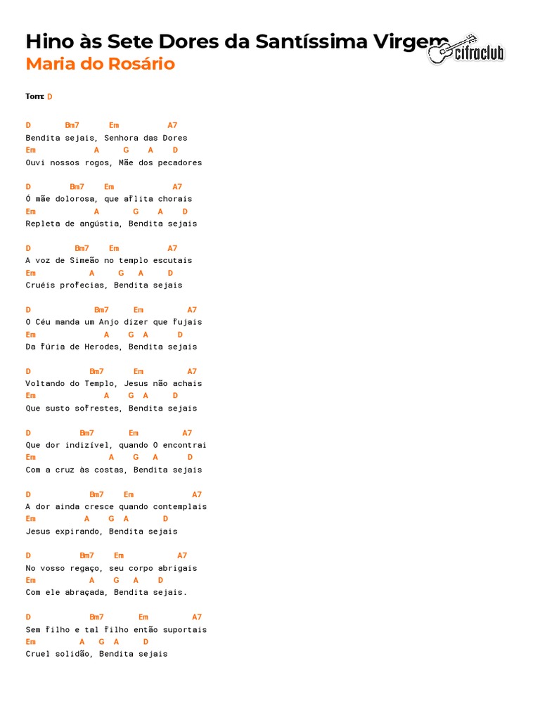 Hino Às Sete Dores Da Santíssima Virgem | PDF