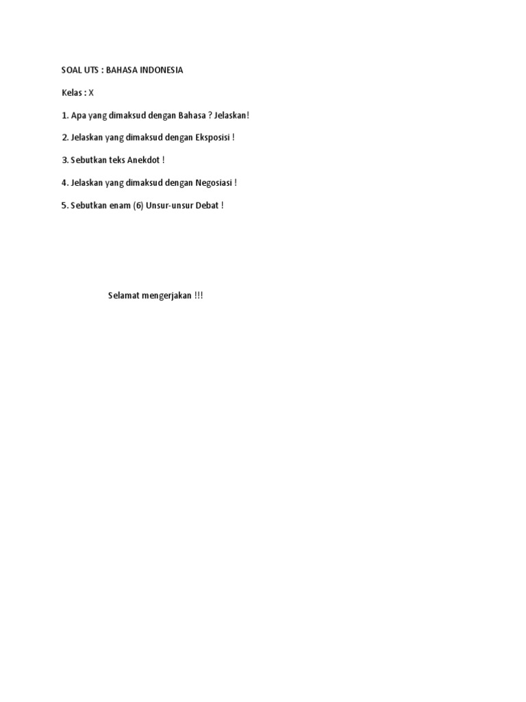 Soal Uts Bindo | PDF