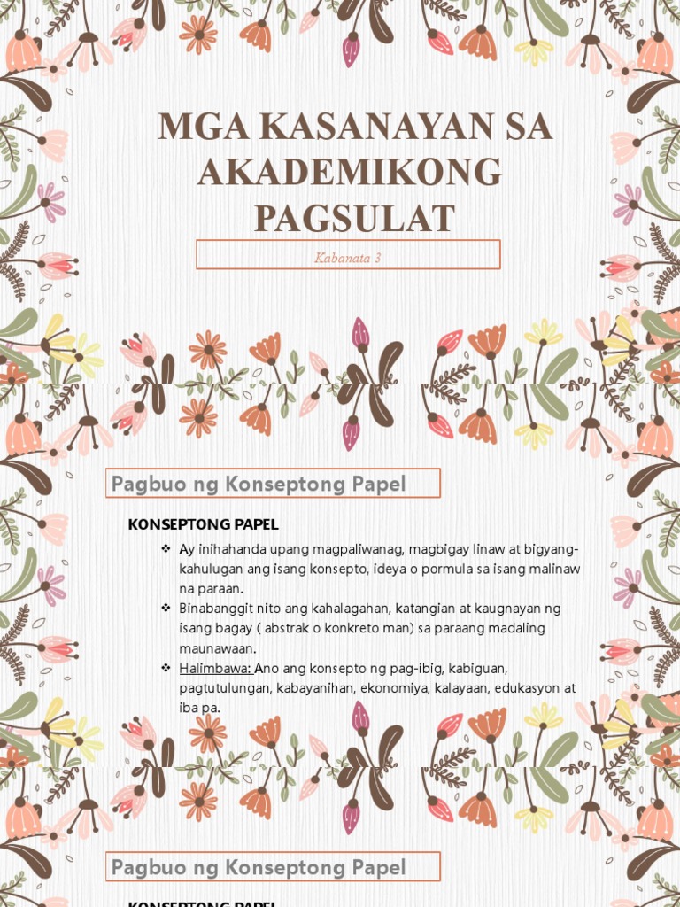 Mga Kasanayan Sa Akademikong Pagsulat | PDF