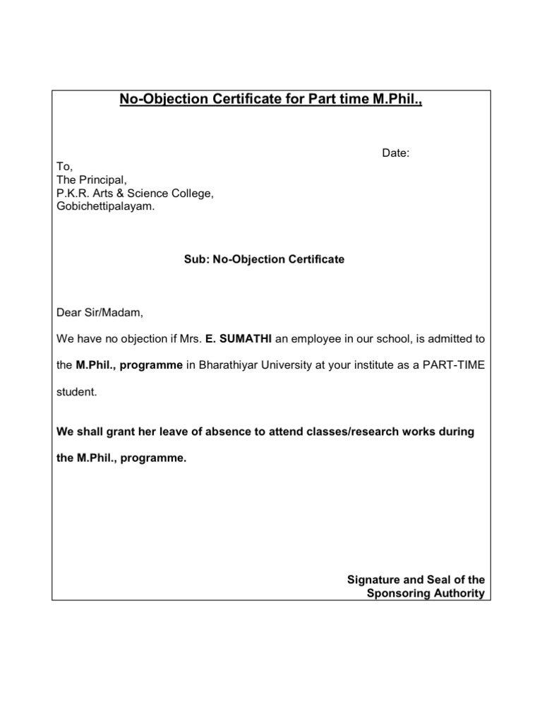 No Objection Certificate | PDF