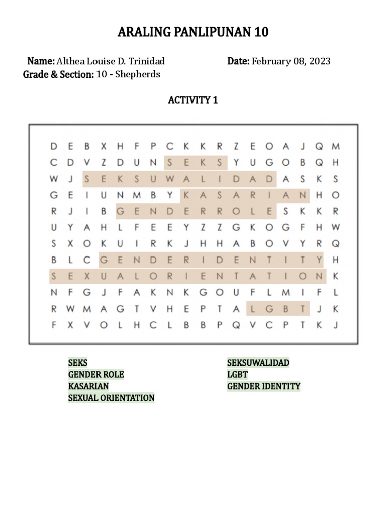 Trinidad 10 - AP Activity 1 (3rd Quarter) | PDF
