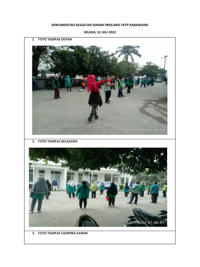 Format Dokumentasi Kegiatan Senam Prolanis Fktp 12 Juli 2022 | PDF