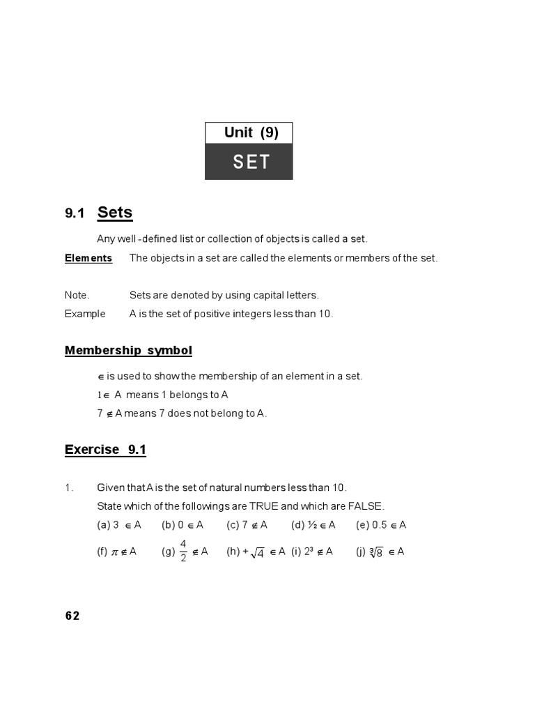 Unit 9 | Download Free PDF | Set (Mathematics) | Mathematical Logic