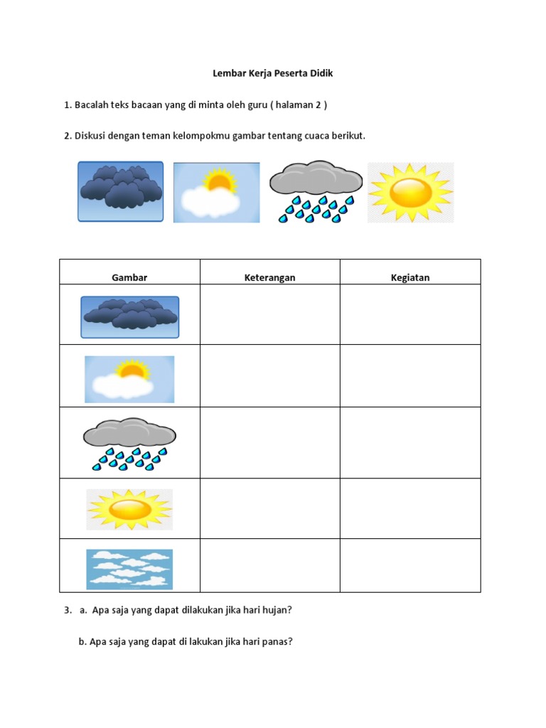 Kelas 3 Tema 5 Cuaca | PDF | Sains & Matematika