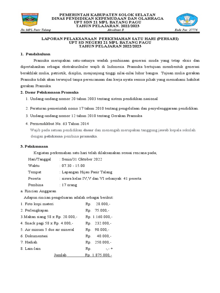 Contoh Laporan Persari | PDF