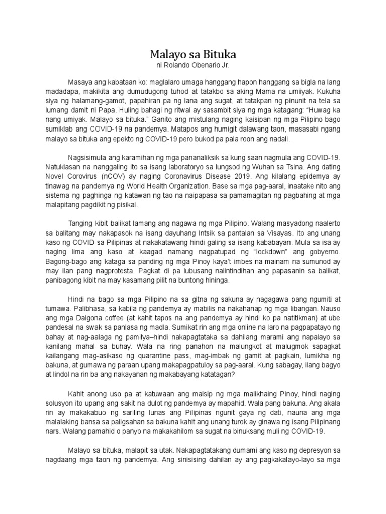 (Sanaysay) Malayo Sa Bituka | PDF