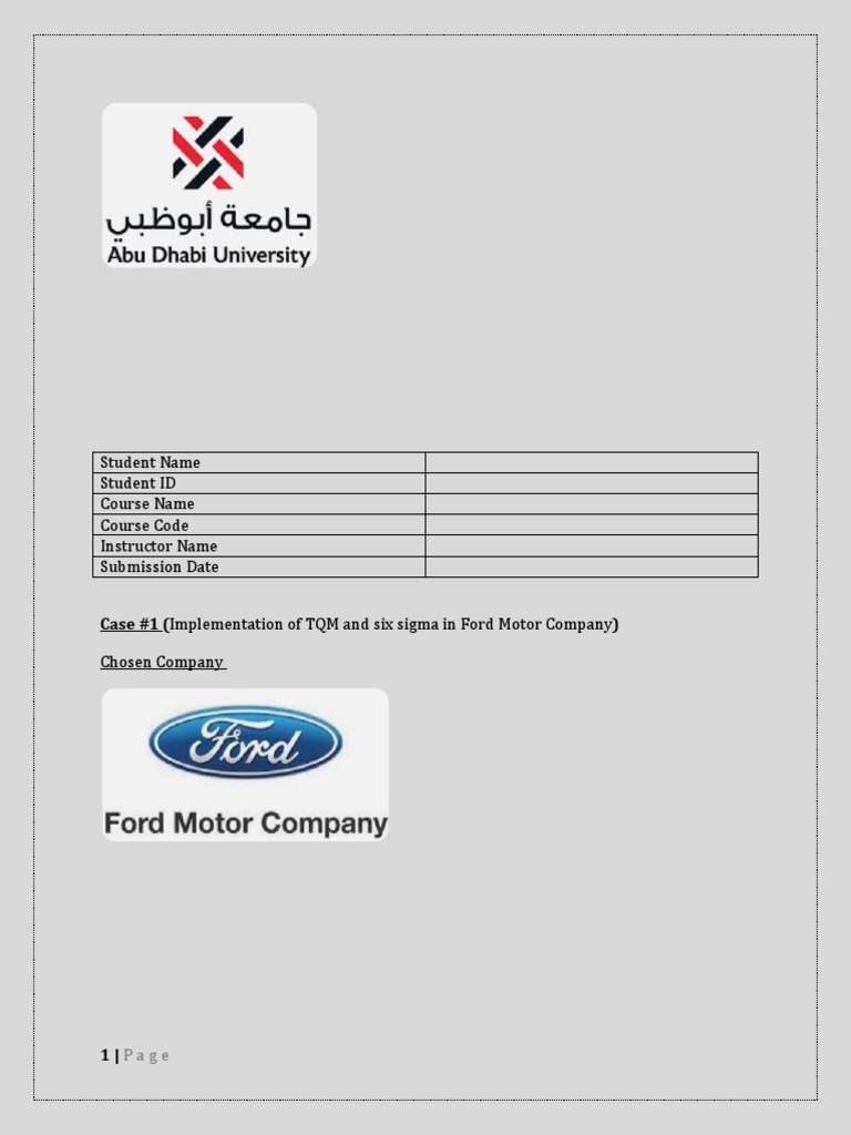 Ford Motor and Quality Tool (Case Study) | PDF | Quality Management ...