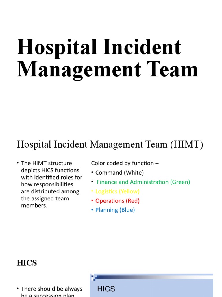 Hospital Incident Management Team | PDF | Staff (Military) | Logistics