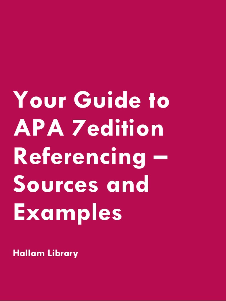 APA 7 Referencing Sources Examples August 2021 v1.0 | PDF | Apa Style ...