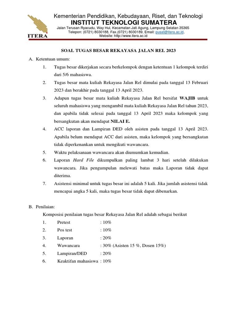 Tugas Besar Rekayasa Jalan Rel 2023 | PDF | Seni | Sains & Matematika