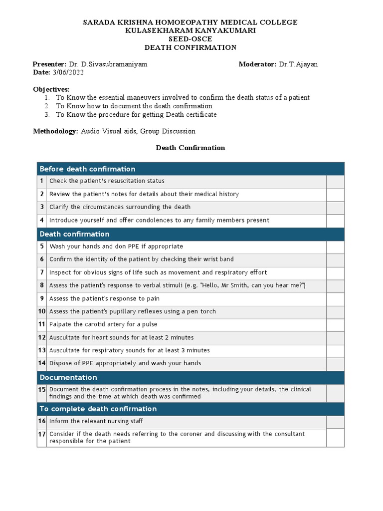 OSCE Death Confirmation | PDF