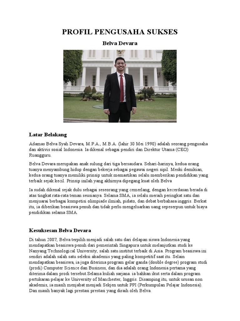 Profil Pengusaha Sukses Belva Devara | PDF