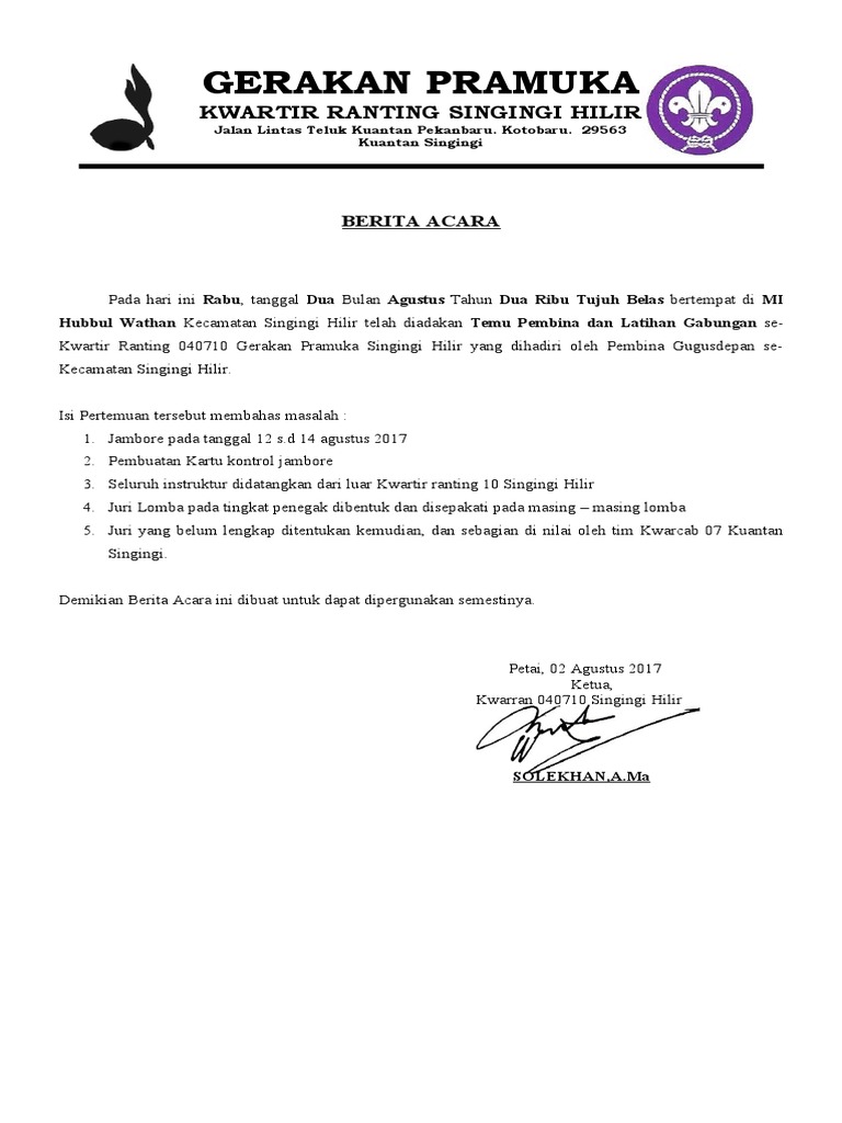 Pertemuan Persiapan Jambore Gerakan Pramuka | PDF