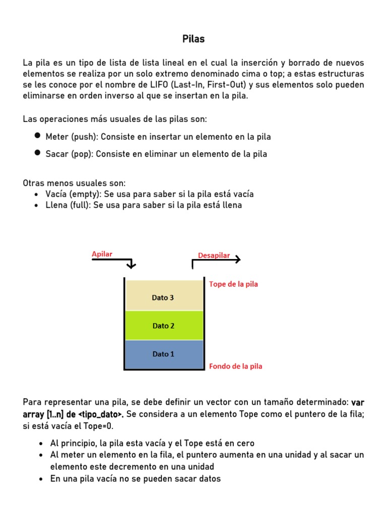 Pilas, Colas y Listas | PDF | Cola (tipo de datos abstractos) | Datos ...