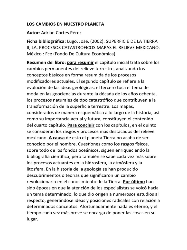 Cambios en la Superficie Terrestre | PDF | Tierra | Terreno