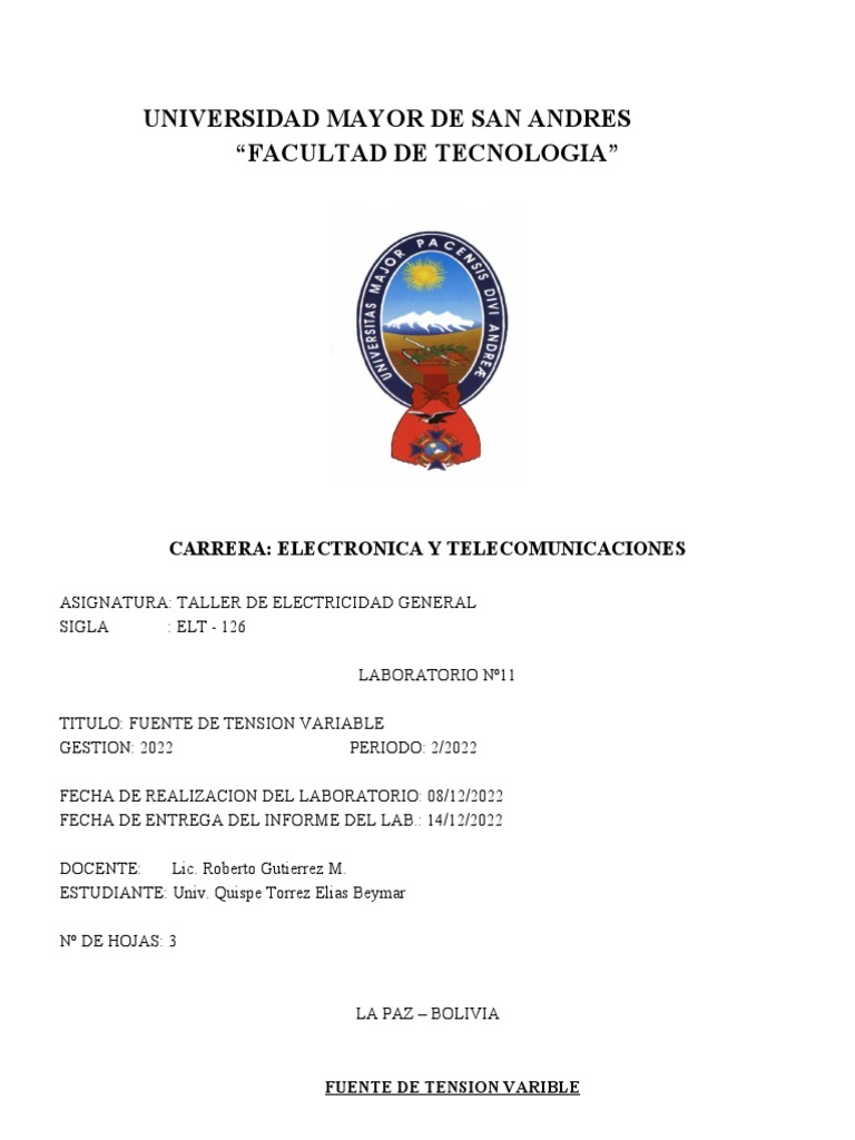 Fuente de Tension Variable | PDF | Condensador | voltaje Fuente de Tension Variable | PDF | Condensador | voltaje