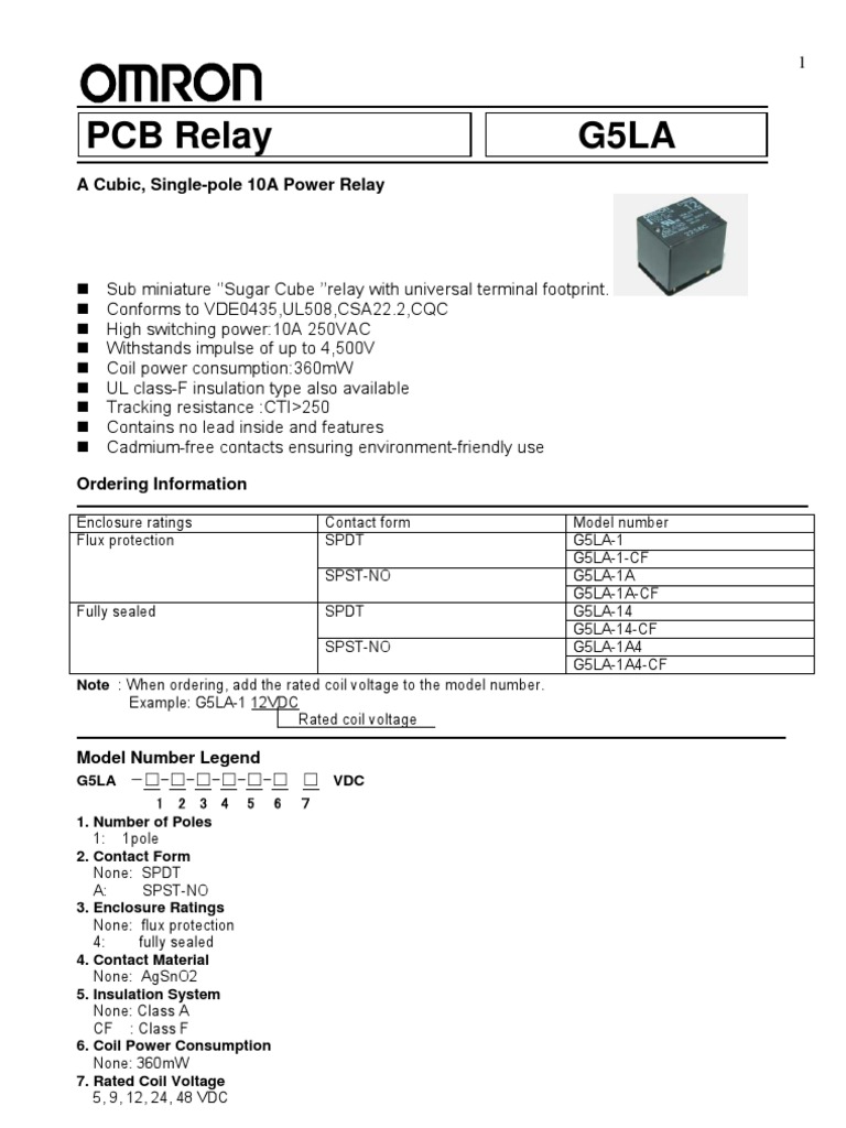 PCB Relay G5la | PDF | Relay | Switch