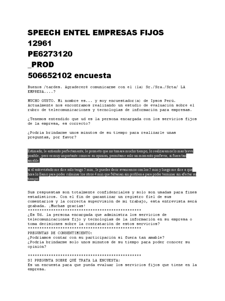 Speech - Entel Empresas Fijos | PDF