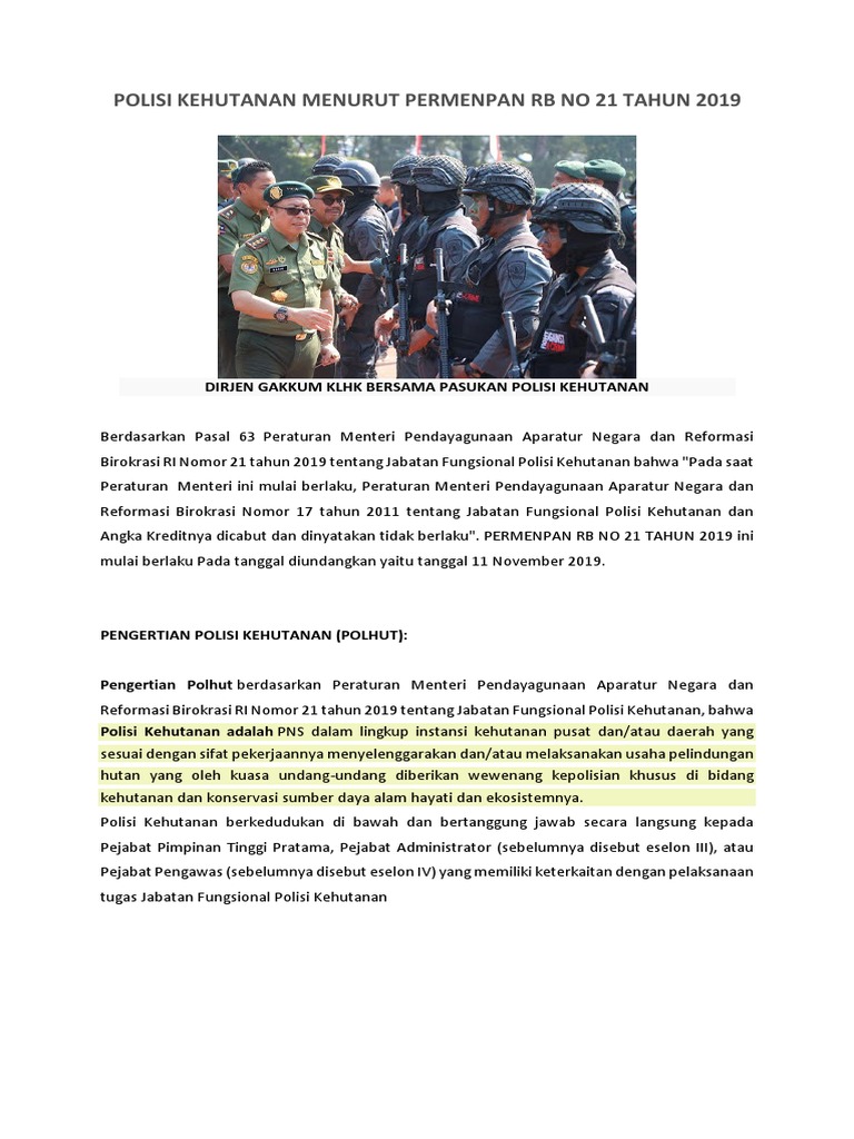 Tugas dan Jenjang Polisi Kehutanan | PDF