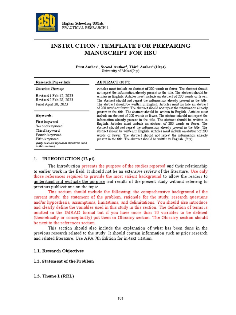 Imrad Template | PDF | Sampling (Statistics) | Cognition