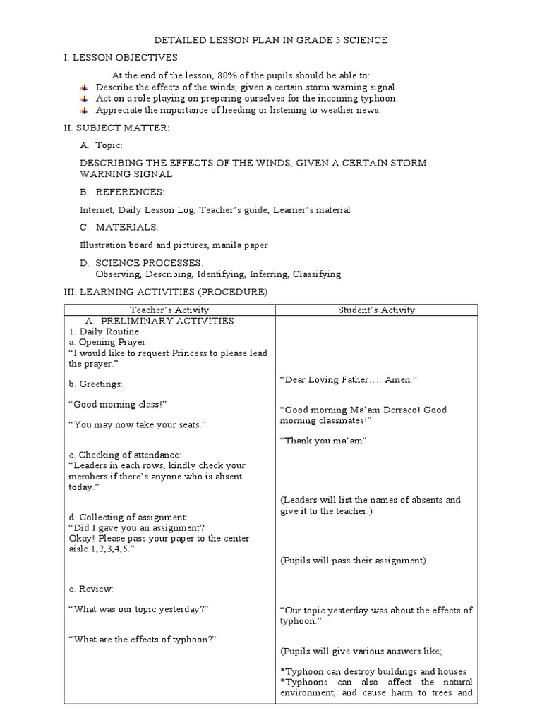 Grade 5 Science: Storm Signals Lesson Plan | PDF | Tropical Cyclones ...