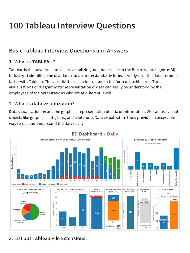 100 Tableau Interview Questions | PDF | Pie Chart | Data